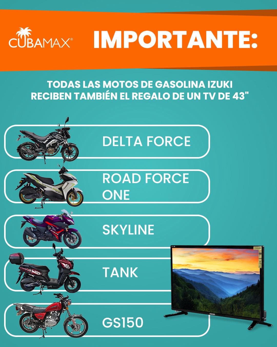 Cubamax lanza oferta viral: compra una moto para Cuba y recibe un TV ...